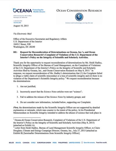 2015-request-for-reconsideration - Ocean Conservation Research